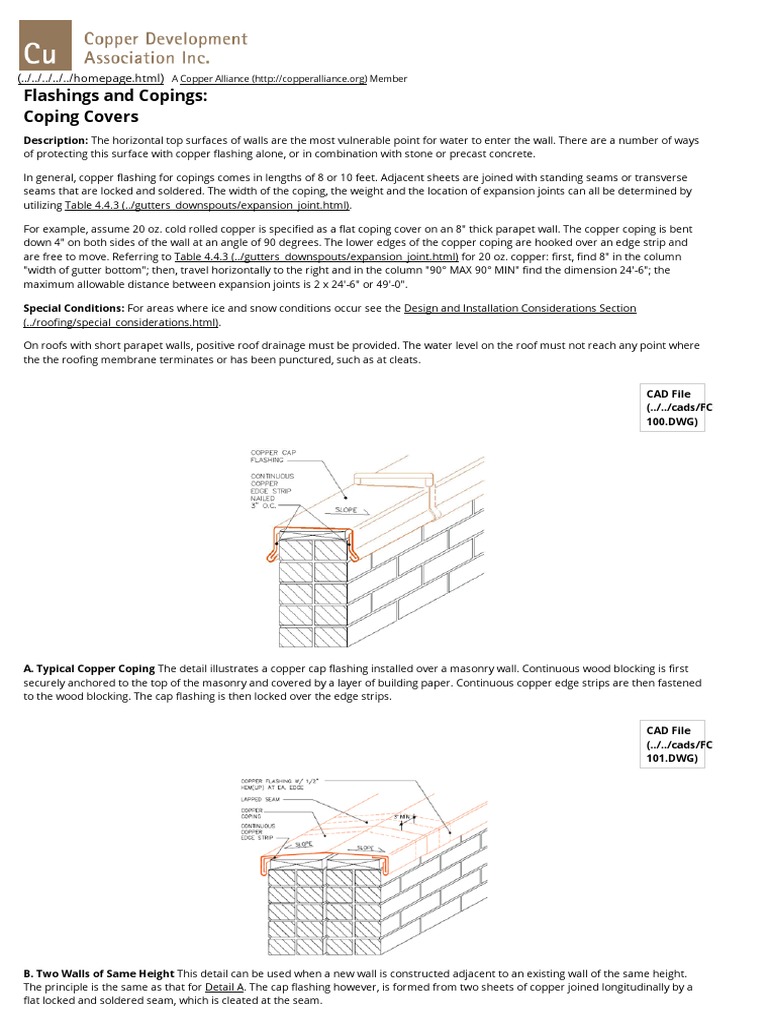 Architecture Design Handbook - Flashings and Copings - Coping Covers ...