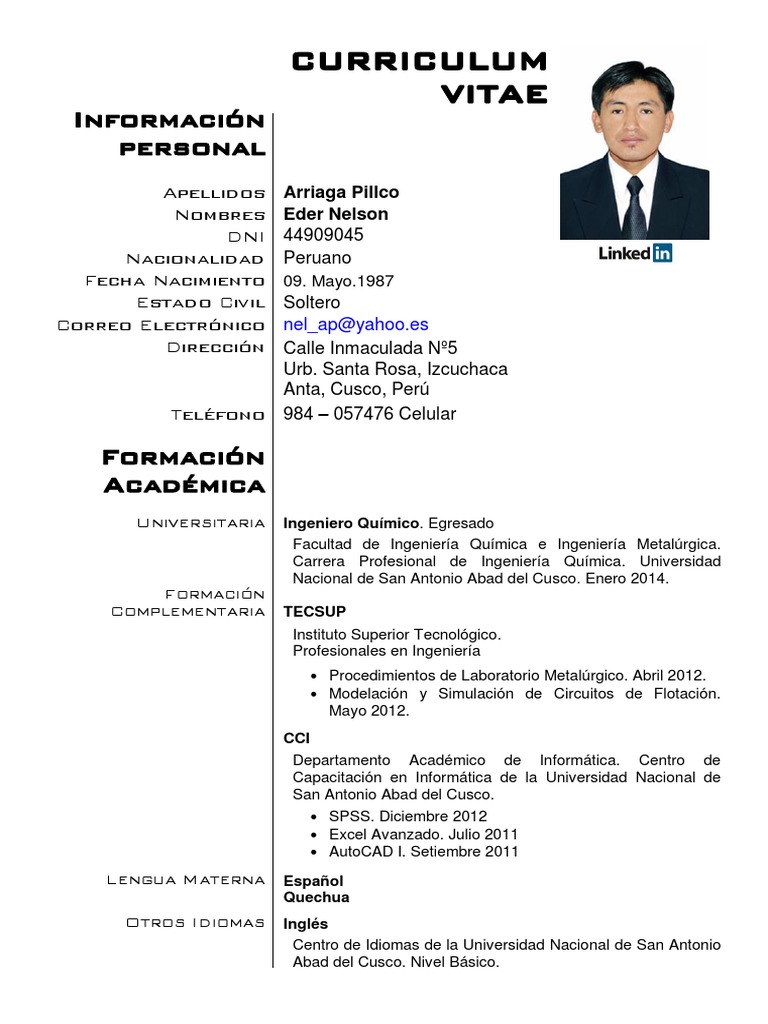 CV Eder Nelson | PDF | Perú | Universidad