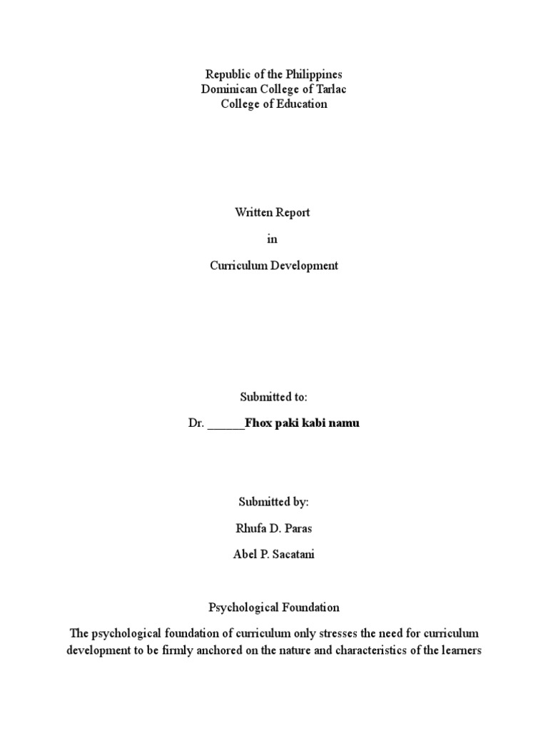 CUR DEV Report | PDF | Curriculum | Learning