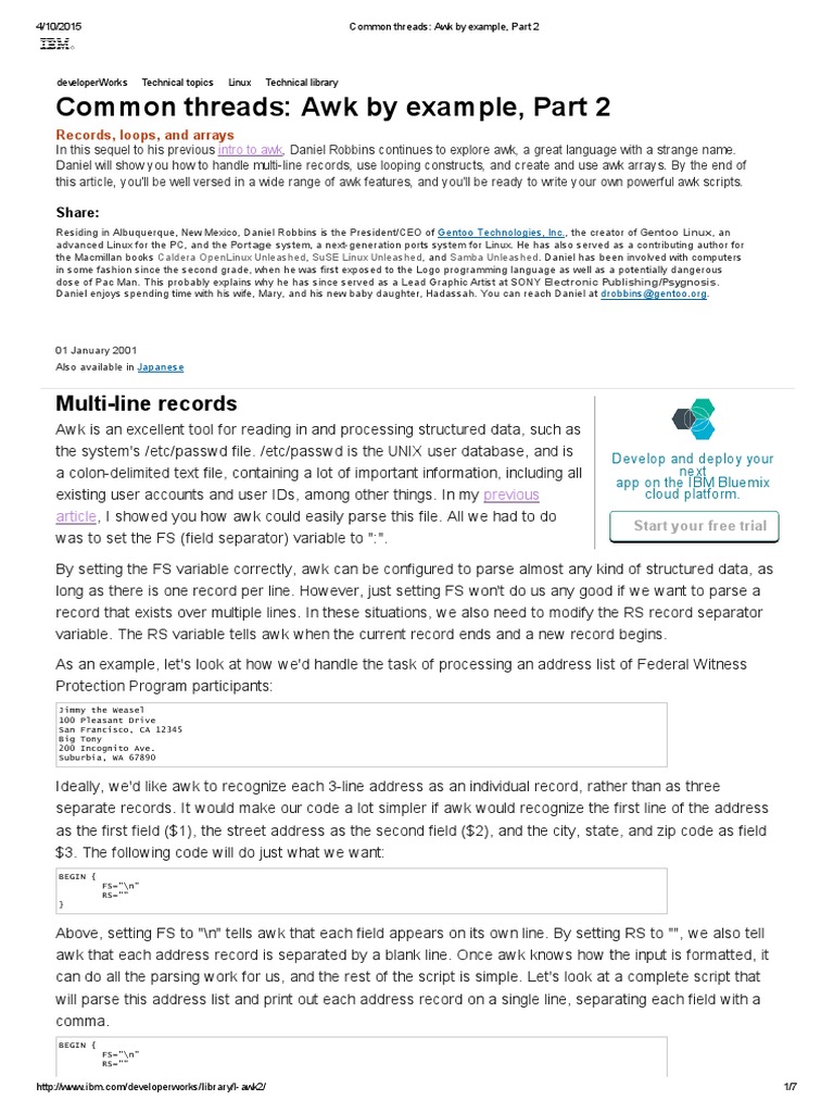 Awk Arrays and Looping Techniques | PDF | Control Flow | Array Data Type