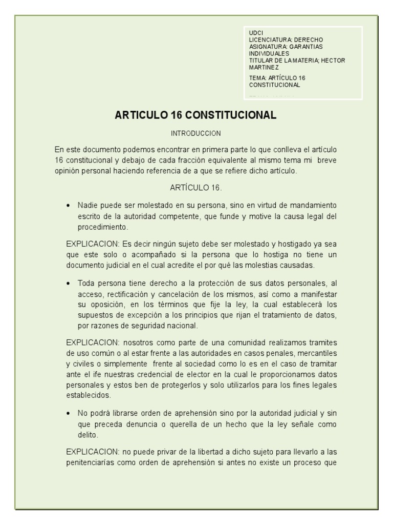 Articulo 16 Constitucional Garantias Individuales Maria Elena Gomez H 2
