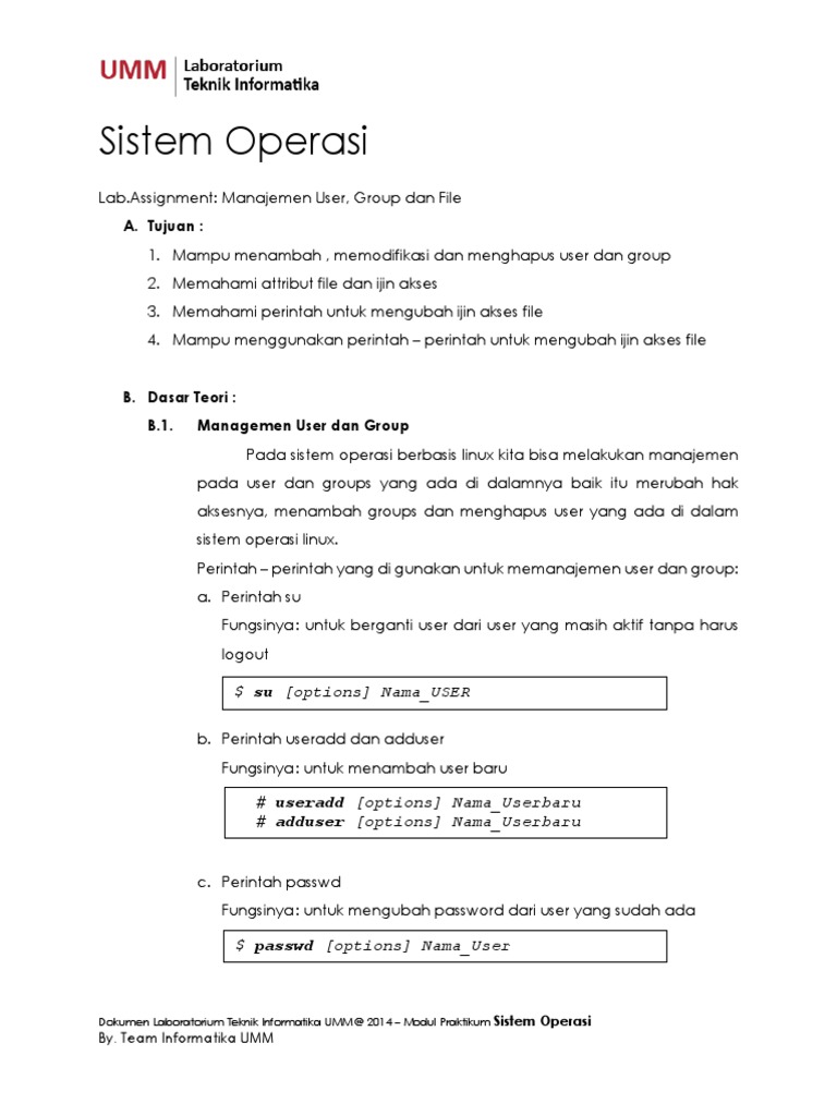 MODUL 3 - Manajemen User, Group Dan File | PDF