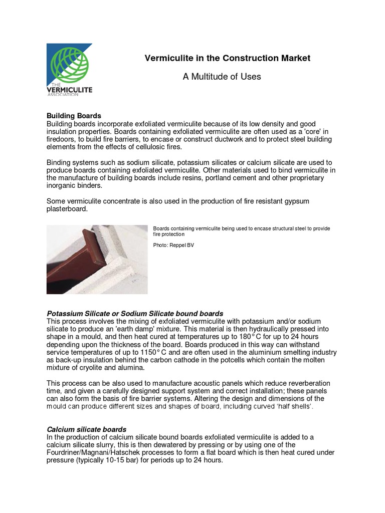 Vermiculite Applications in Construction | PDF | Plaster | Concrete