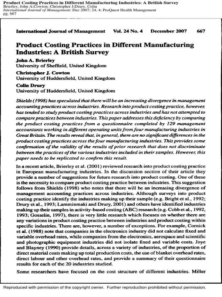 Product Costing Journal | PDF