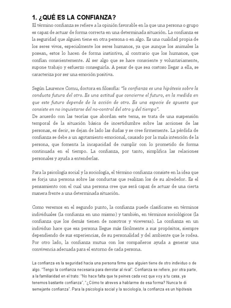 Que Es La Confianza | PDF | Confianza (emoción) | Conceptos psicologicos