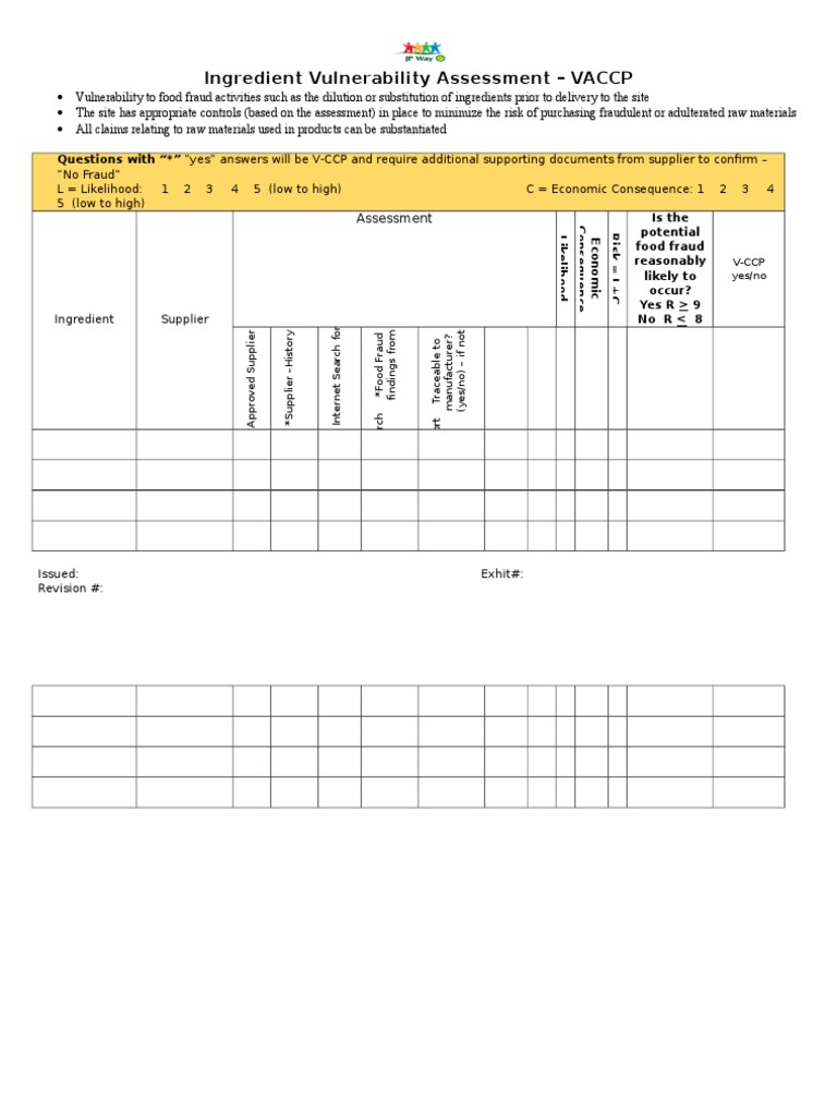 VACCP Template - Food Fraud Vulnerability | PDF | Fraud | Business