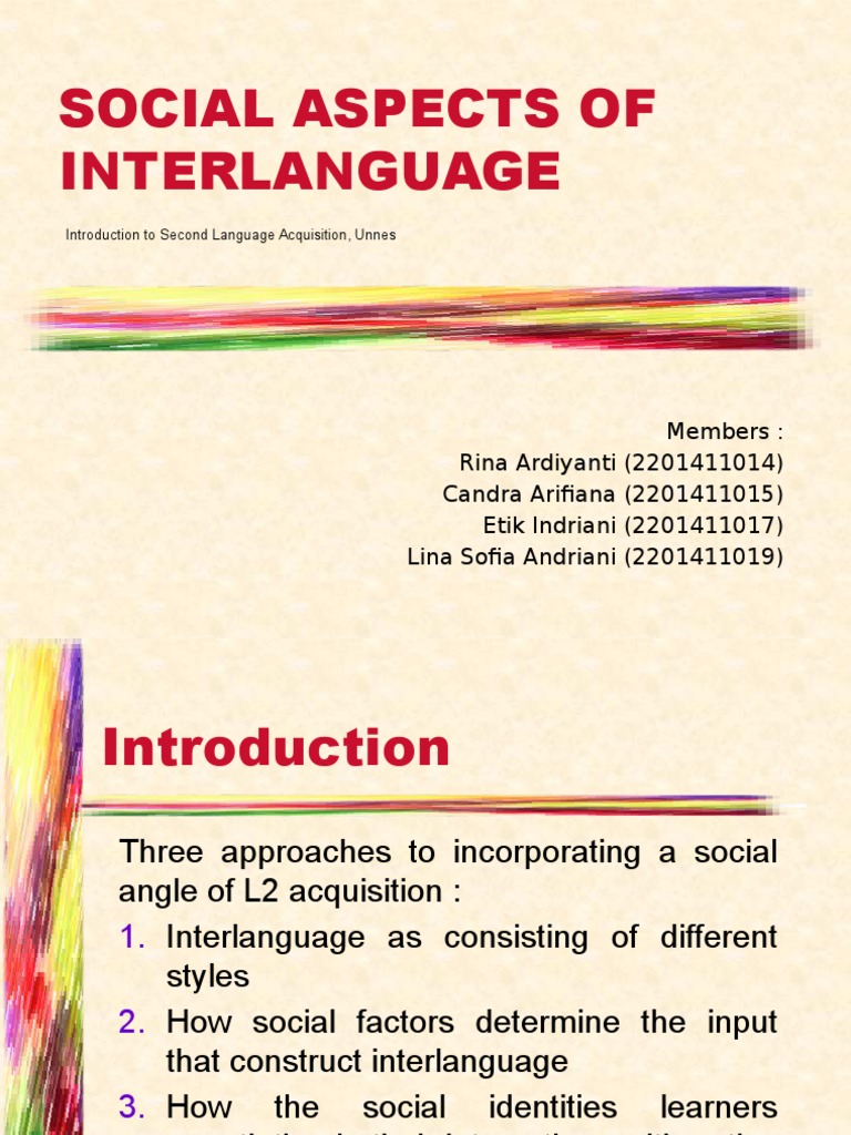 Social Aspects of Interlanguage | Download Free PDF | Second Language | Language Acquisition
