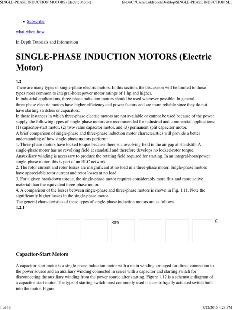 SINGLE-PHASE INDUCTION MOTORS (Electric Motor) PDF | PDF | Capacitor ...