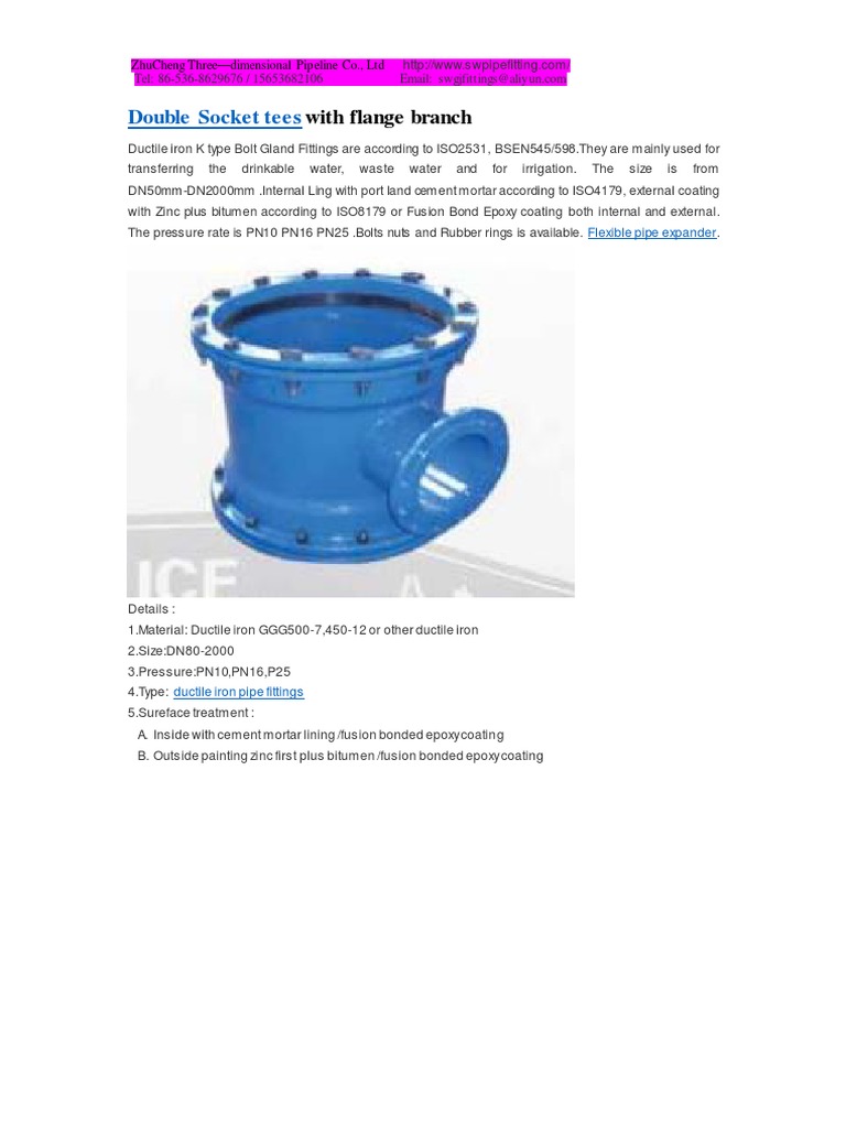 Double Socket Tees: With Flange Branch | PDF