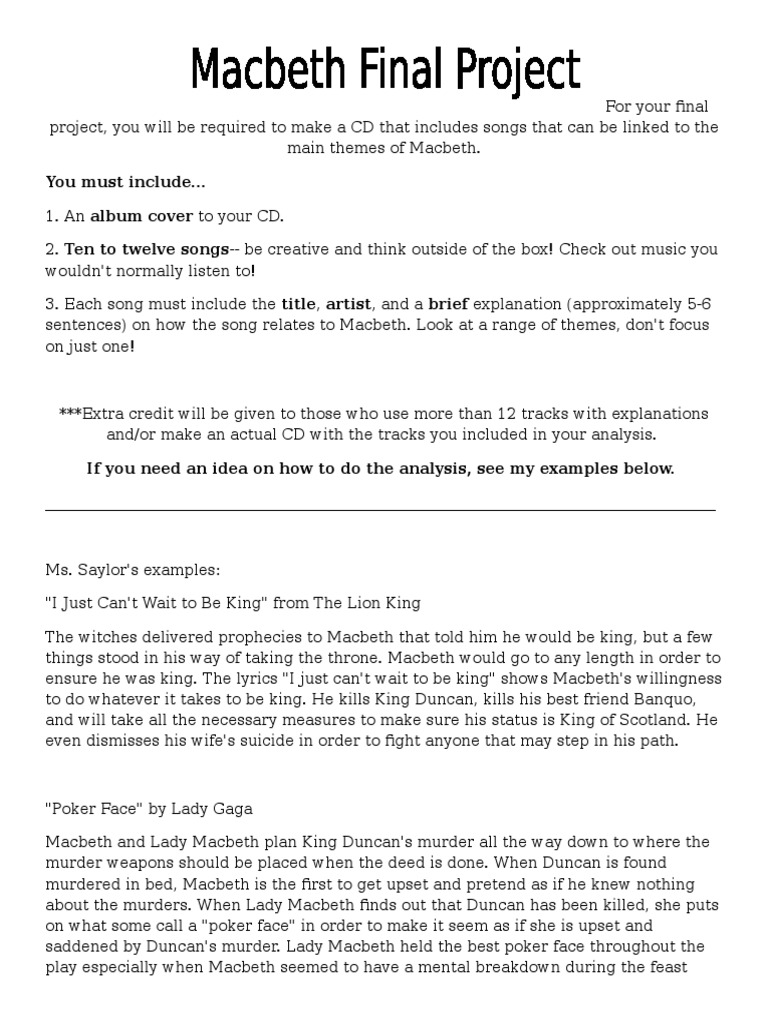 Macbeth Final Project | PDF