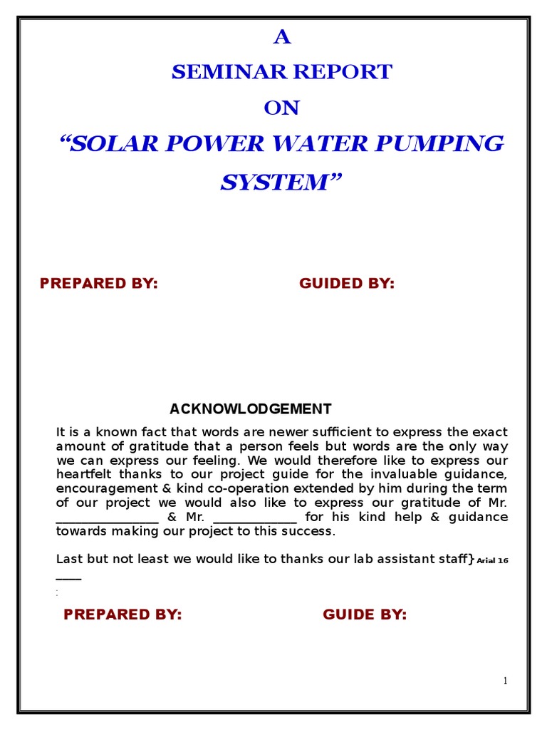 solar water pump.doc | Solar Energy | Solar Cell