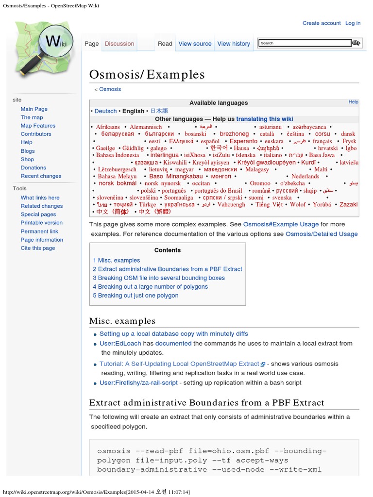 04 - Osmosis - Examples - OpenStreetMap Wiki | PDF | Command Line Interface | Computer Data