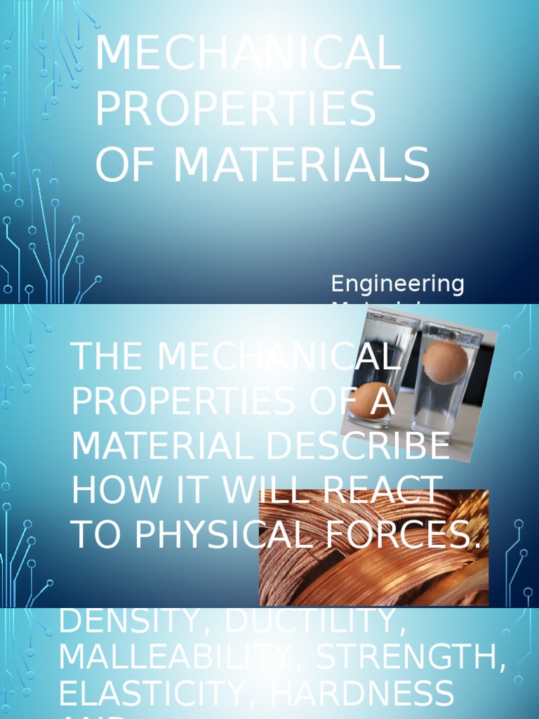 Mechanical Properties of Materials Explained | PDF | Ductility | Density