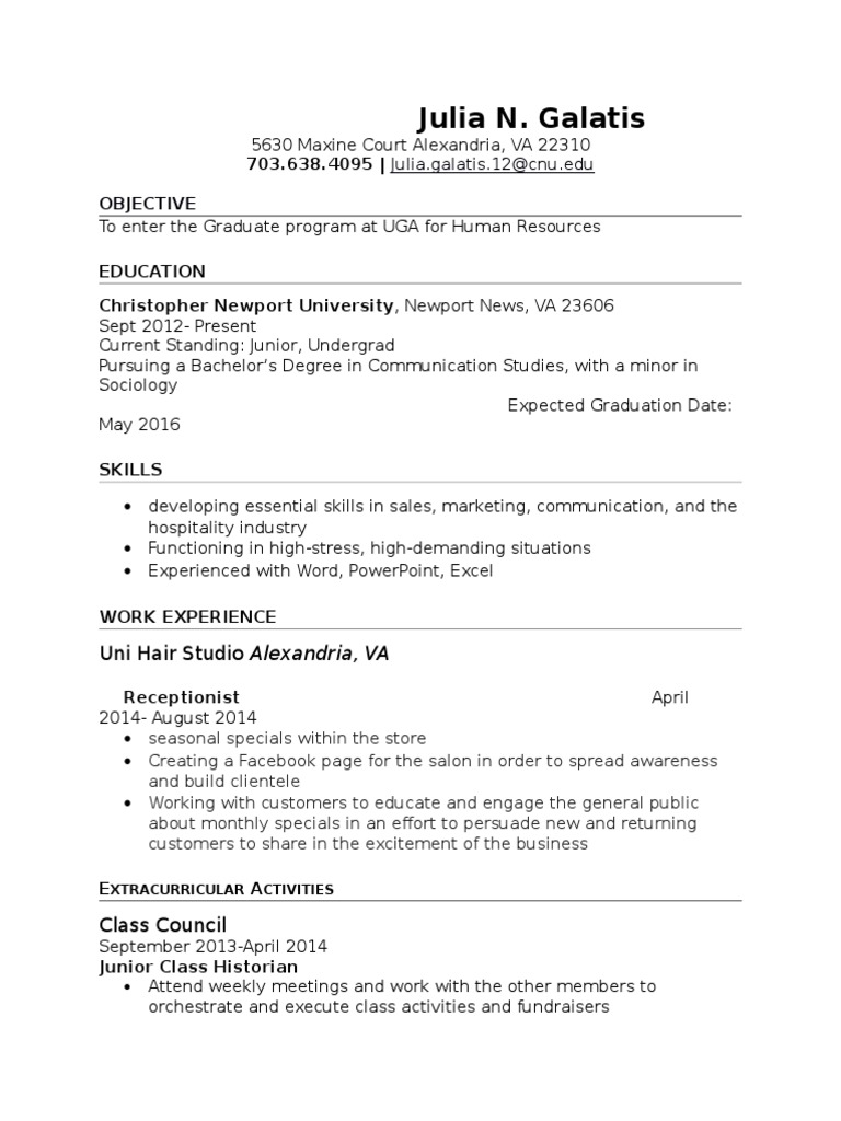 Graduate HR Program Application Resume | PDF