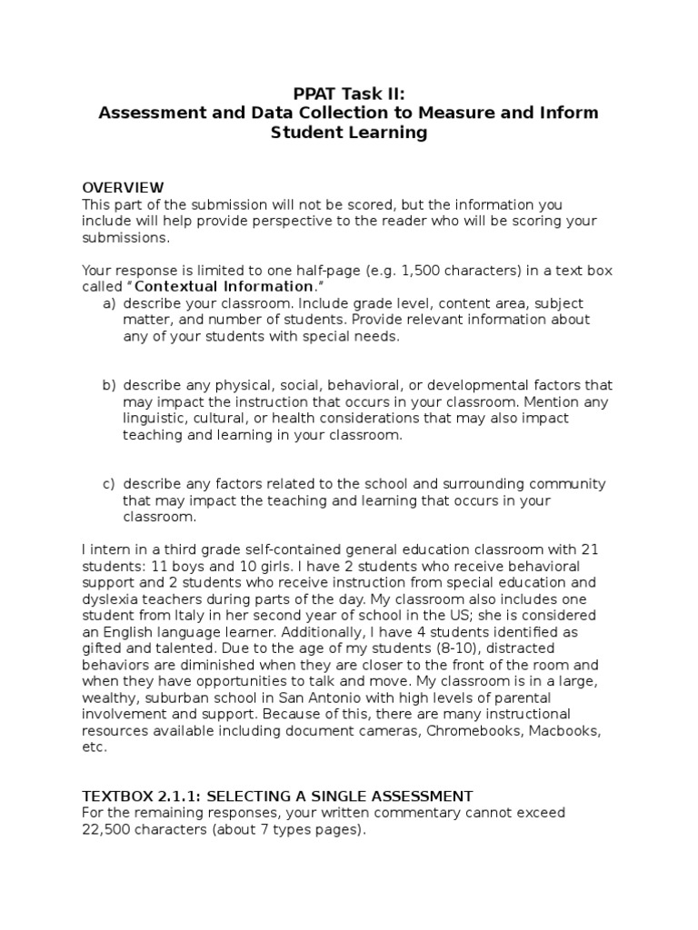Ppat Task 2 Pdf Educational Assessment Fraction Mathematics