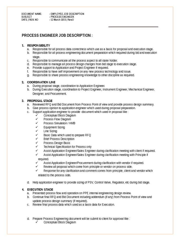 Process Engineer Job Desc_1 | Engineer | Process Engineering