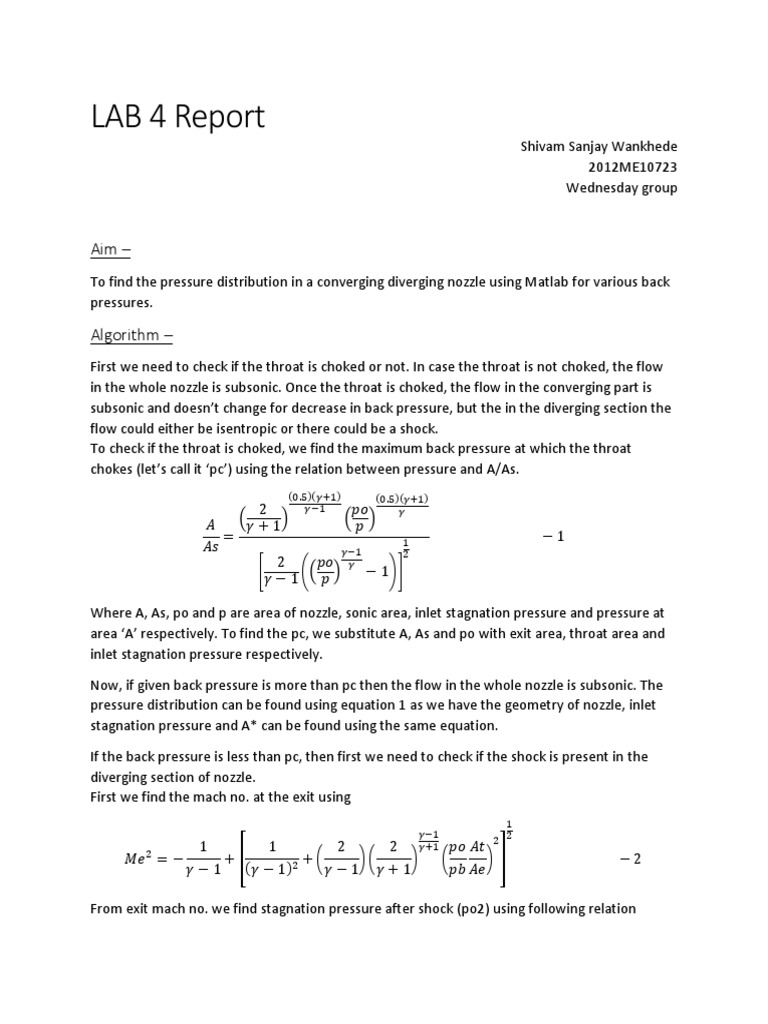 Pressure Distribution in Nozzles | PDF | Applied And Interdisciplinary ...