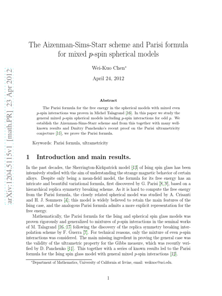 The Aizenman-Sims-Starr Scheme and Parisi Formula For Mixed P-Spin ...