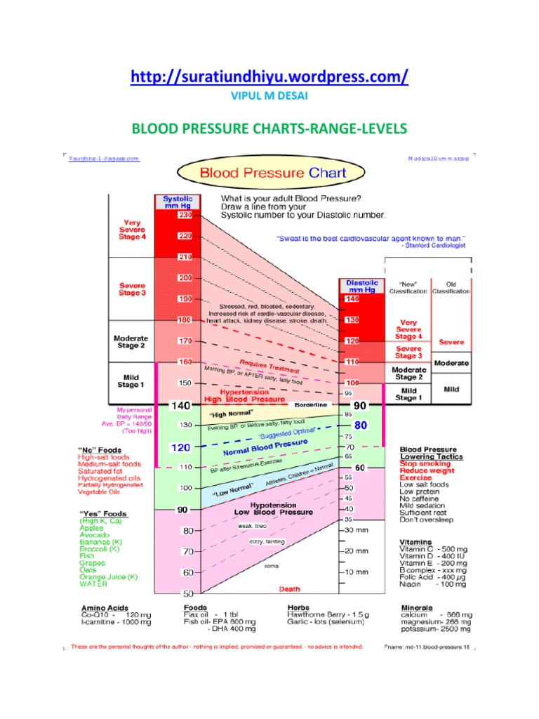 Blood Pressure Charts Range Levels | PDF | Blood Pressure | Hypertension