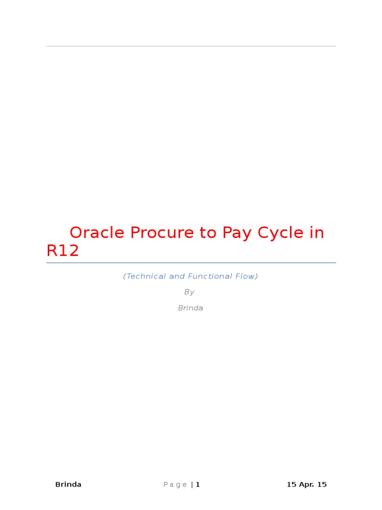 Oracle Procure To Pay Cycle in R12 | PDF | Invoice | Receipt