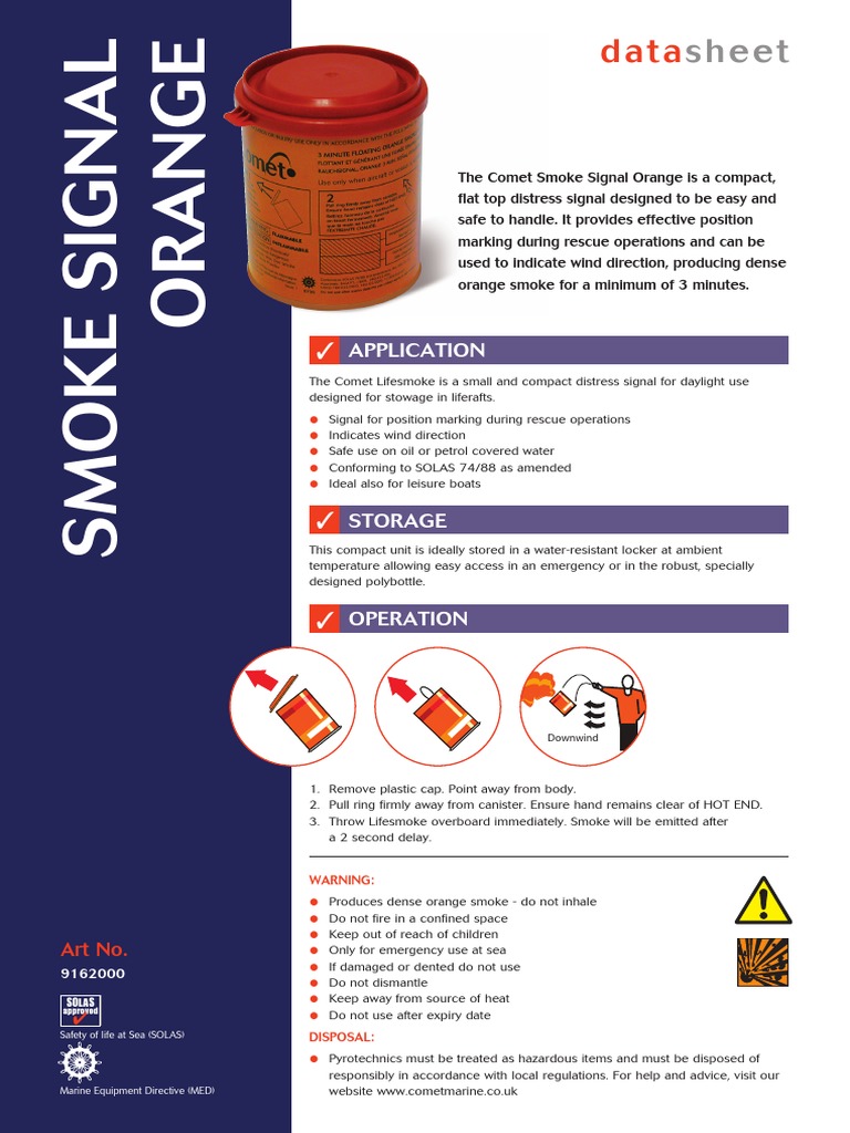 Comet Orange Smoke Signal Datasheet | PDF | Smoke | Transport