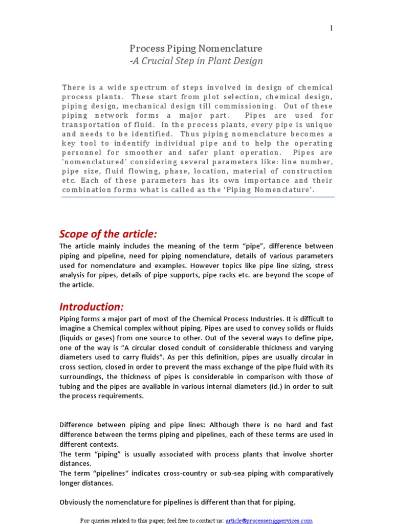 Piping Nomenclature | Phase (Matter) | Pipe (Fluid Conveyance)