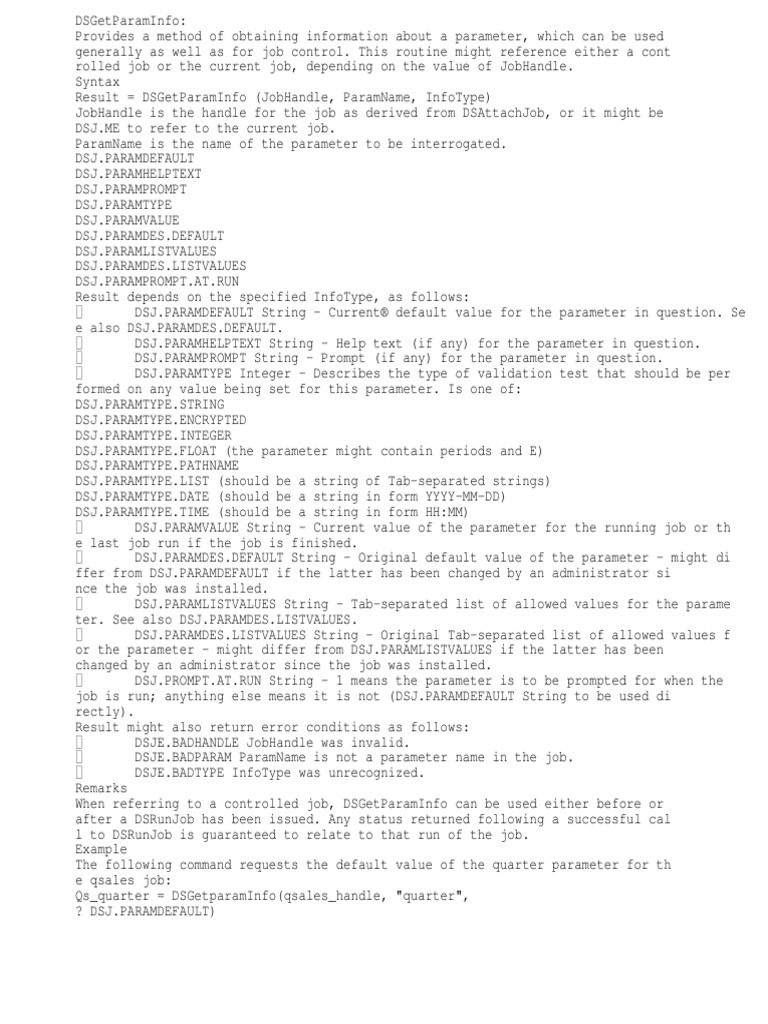 DSGetParamInfo Datastage | PDF | Computer Programming | Software Engineering
