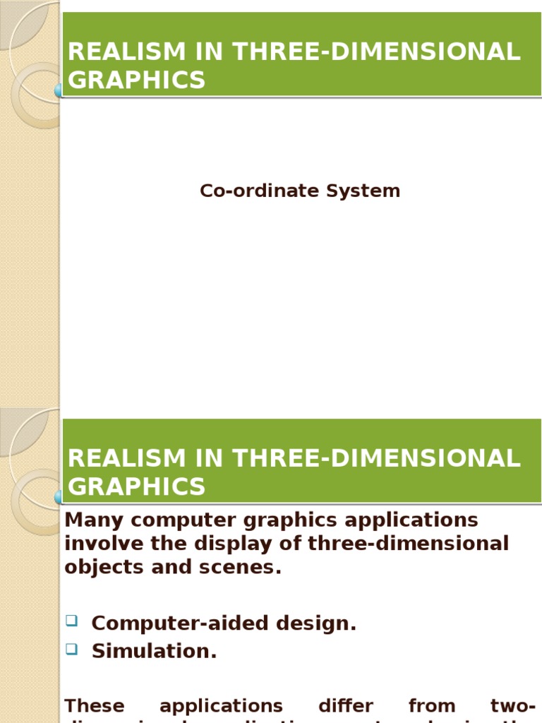 Techniques for 3D Graphics Realism | PDF | Cartesian Coordinate System ...