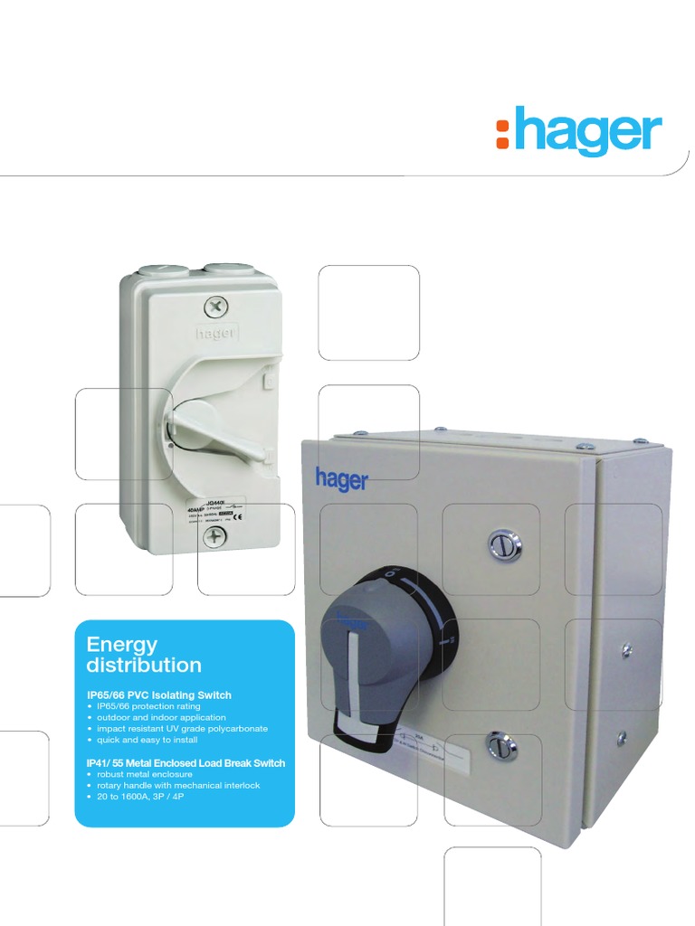 Hager IP65/66 Isolating Switch Overview | PDF | Switch | Electronics