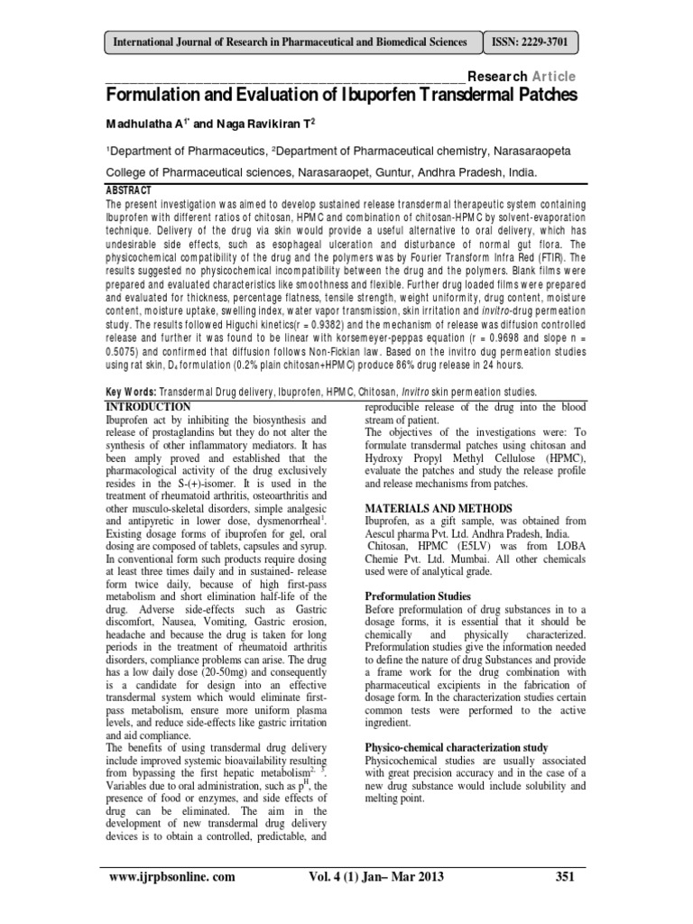 Jurnal Transdermal Ibuprofen | PDF | Buffer Solution | Polymers