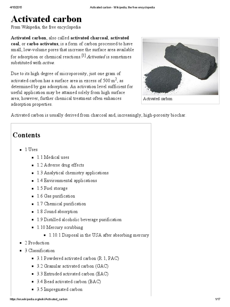Activated Carbon | PDF | Adsorption | Chemistry