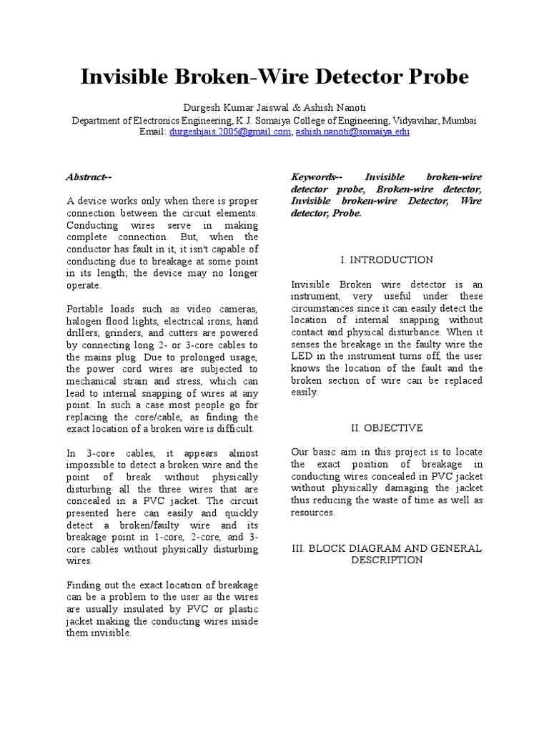 Broken-Wire Detector Probe | PDF | Cmos | Electrical Engineering