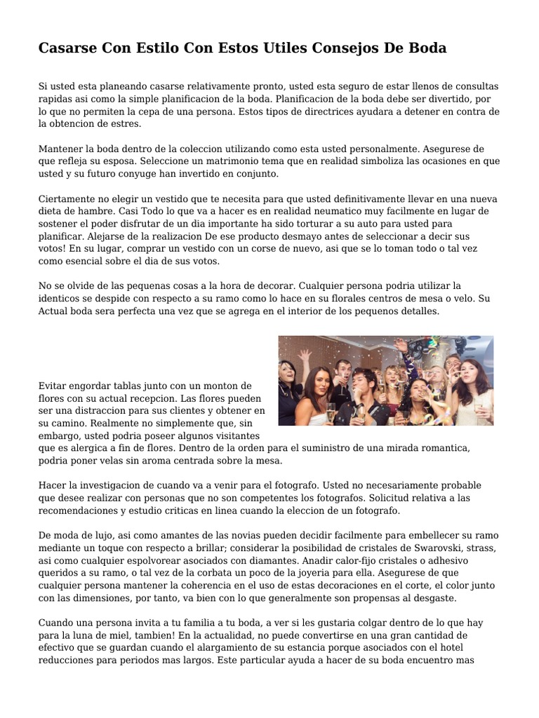 Casarse Con Estilo Con Estos Utiles Consejos de Boda | PDF