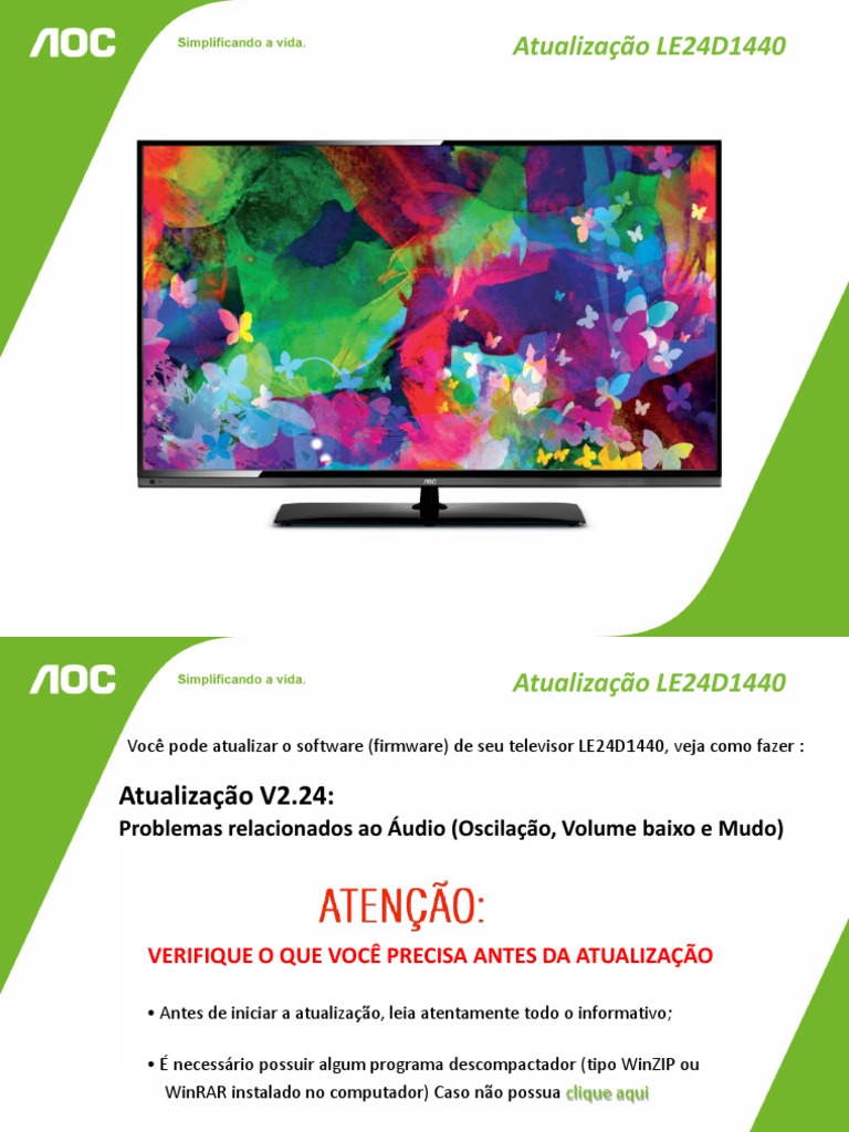 Driver Aoc Guia de Instalacao Atualizacao Le24d1440 v2 870 | PDF