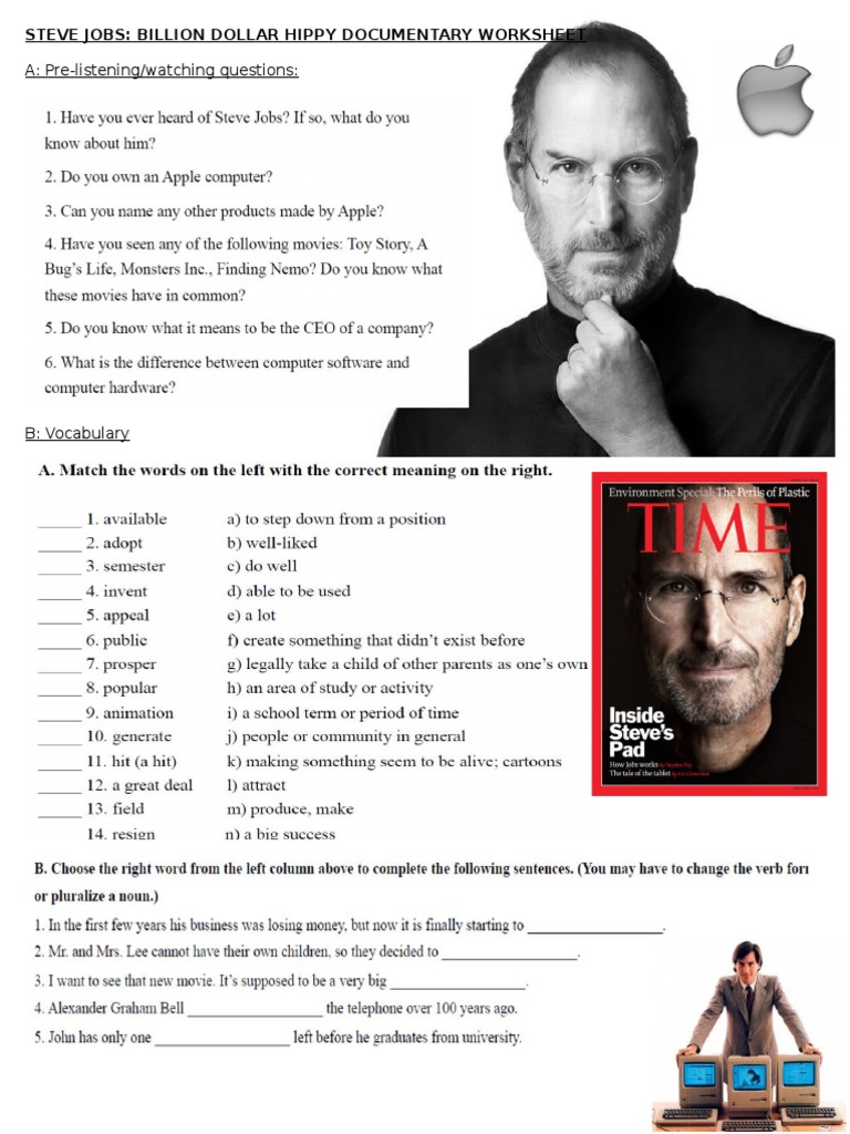 Steve Jobs Student Worksheet | PDF