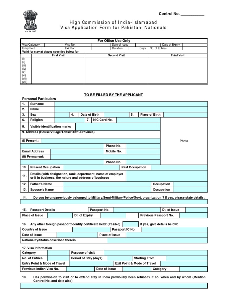 Indian Visa Form | PDF | Travel Visa | Passport