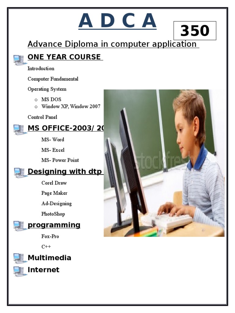 Advance Diploma in Computer Application: One Year Course | PDF ...