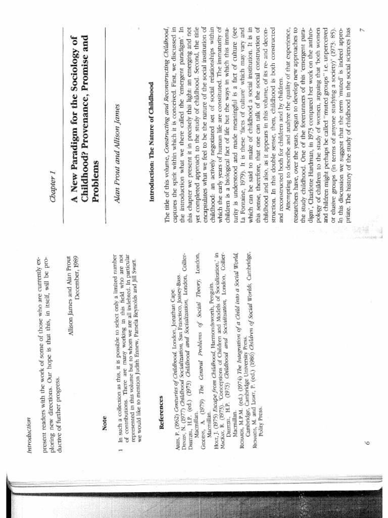 1) Prout & James, A New Paradigm For The Sociology of Childhood | PDF