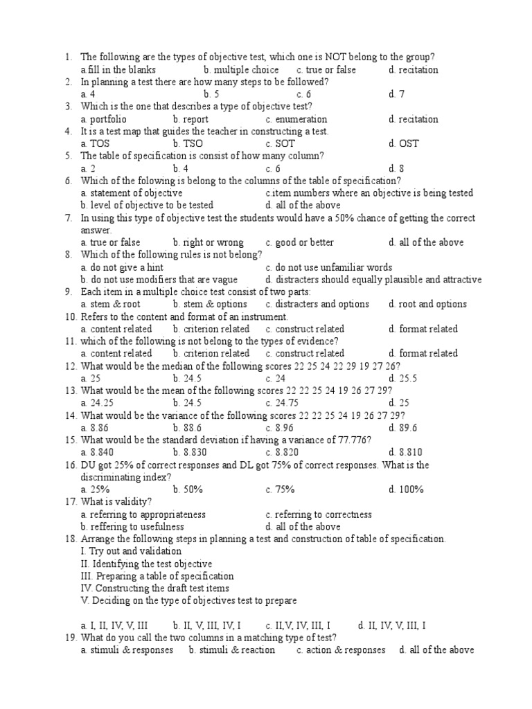 Multiple Choice (Lea Mae) | PDF | Validity (Statistics) | Multiple Choice