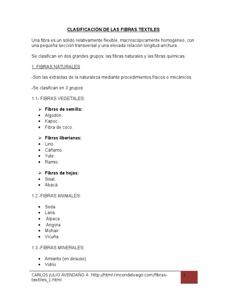 Clasificación de Las Fibras Textiles | PDF | Fibra sintética | Química de polímeros