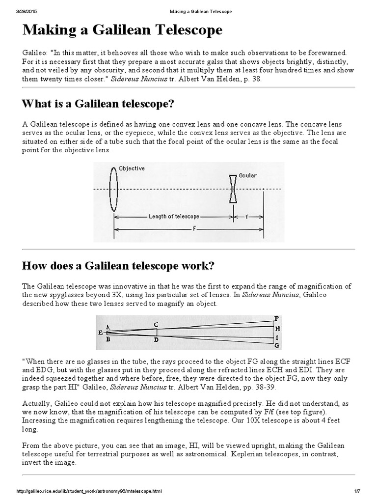 Building a Galilean Telescope Guide | PDF | Lens (Optics) | Glass ...