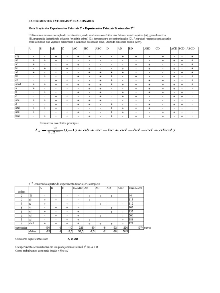 Fatorial Fracionado Resolvido | PDF | Tecnologia e Engenharia