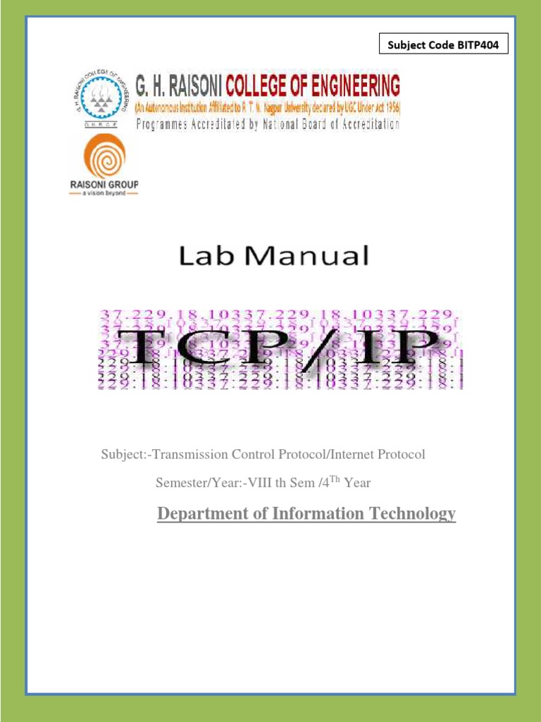TCP/IP Lab Manual BE | PDF | Transmission Control Protocol | I Pv6