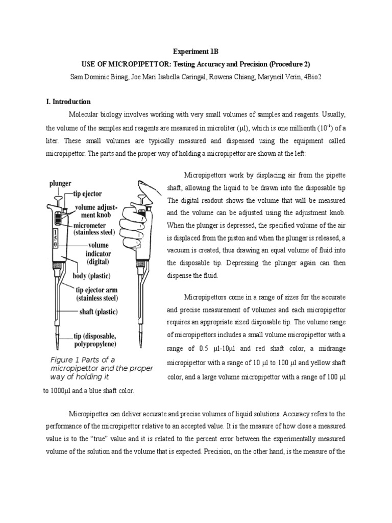 Experiment 1 B | PDF | Accuracy And Precision | Weighing Scale