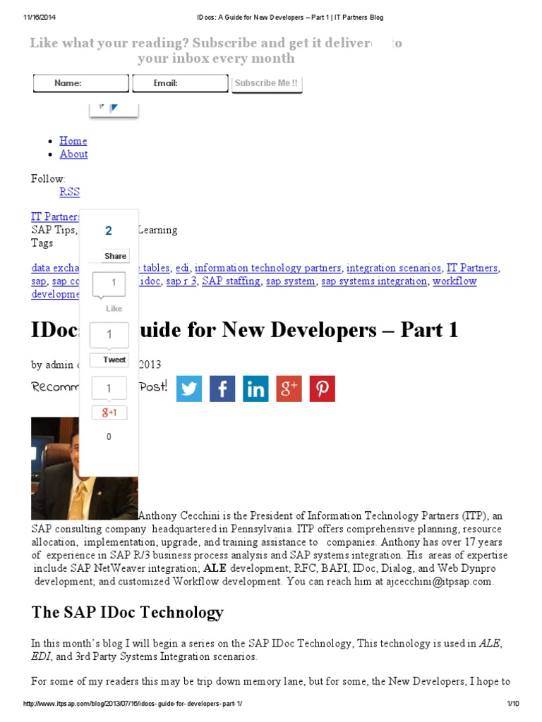 IDocs - A Guide For New Developers - Part 1 - IT Partners Blog PDF | PDF | Electronic Data ...
