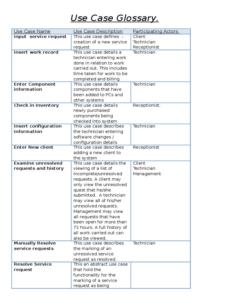 Technician & Staff Use Cases | PDF | Computers