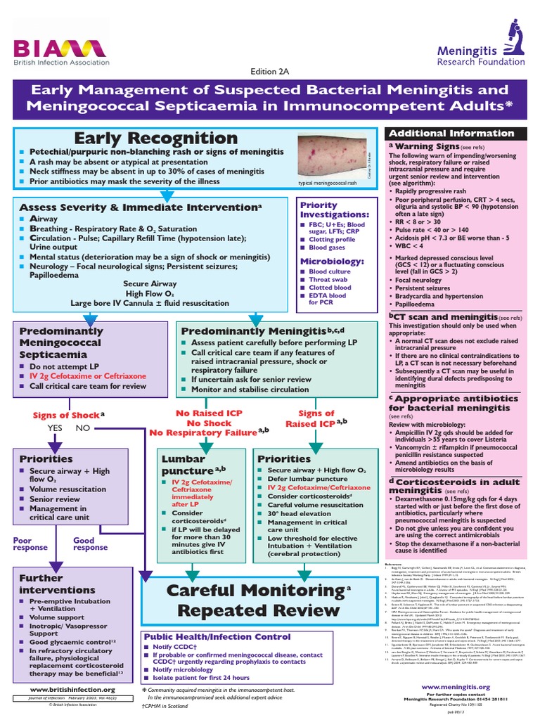 Adult Protocol Poster Aug 13 | PDF | Meningitis | Immunology