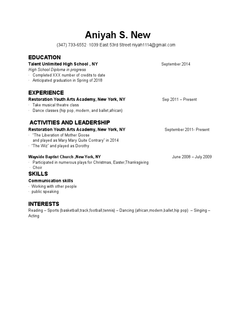 Aniyah S. - Arts & Education Profile | PDF | Social Science | Travel