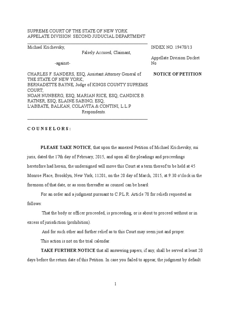 New York CPLR Article 78 | Res Judicata | Deposition (Law)