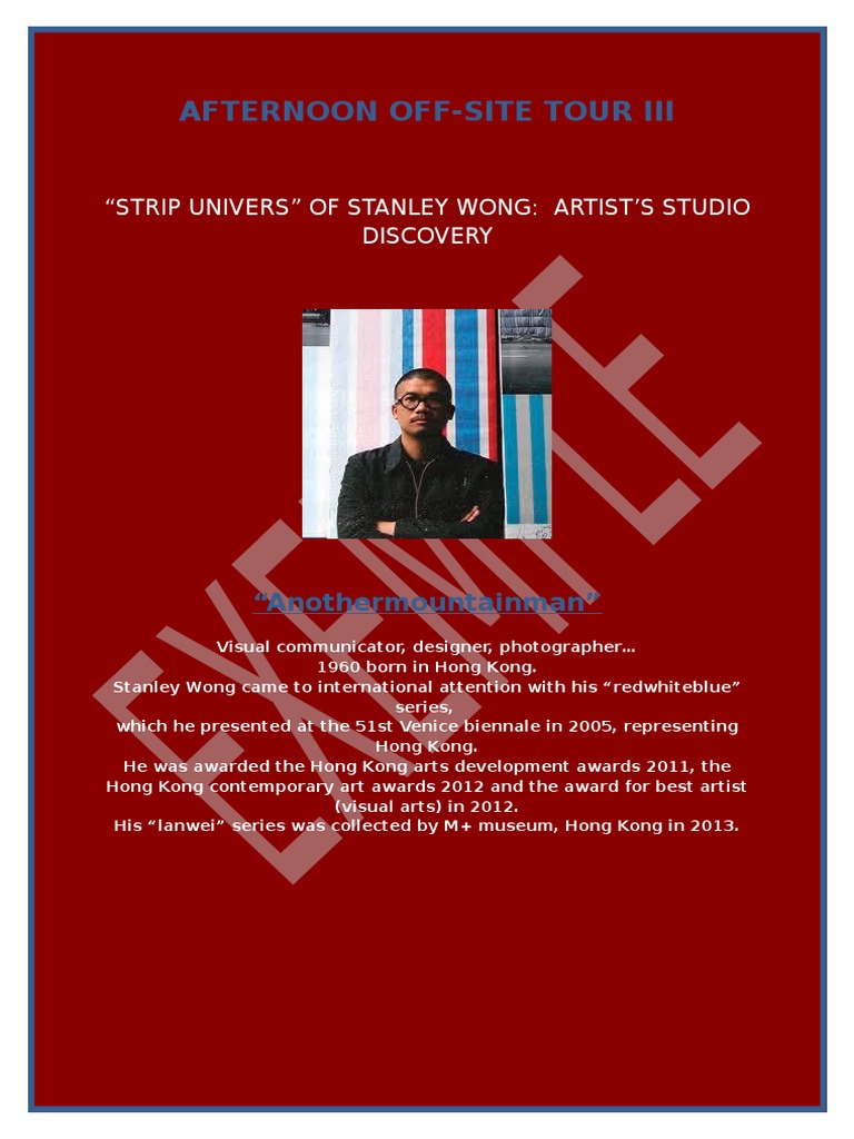 Stanley Wong Studio Tour Details | PDF